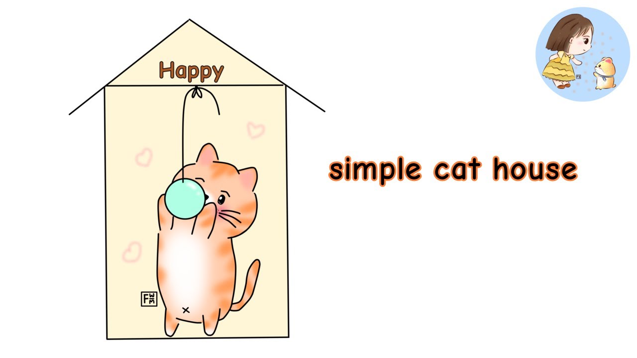 How to Draw cute simple cat house - Cara Menggambar rumah kucing simpel ...