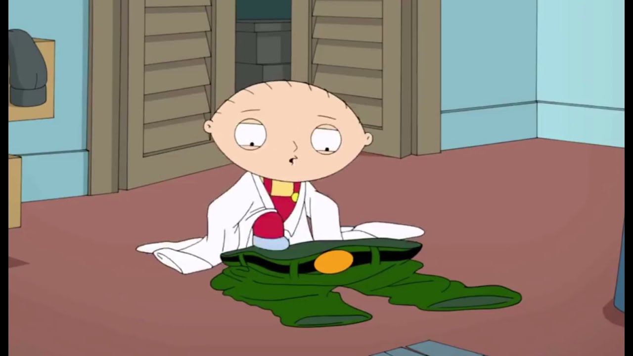 Stewie pretends to be Peter but there is poop in his pants - YouTube