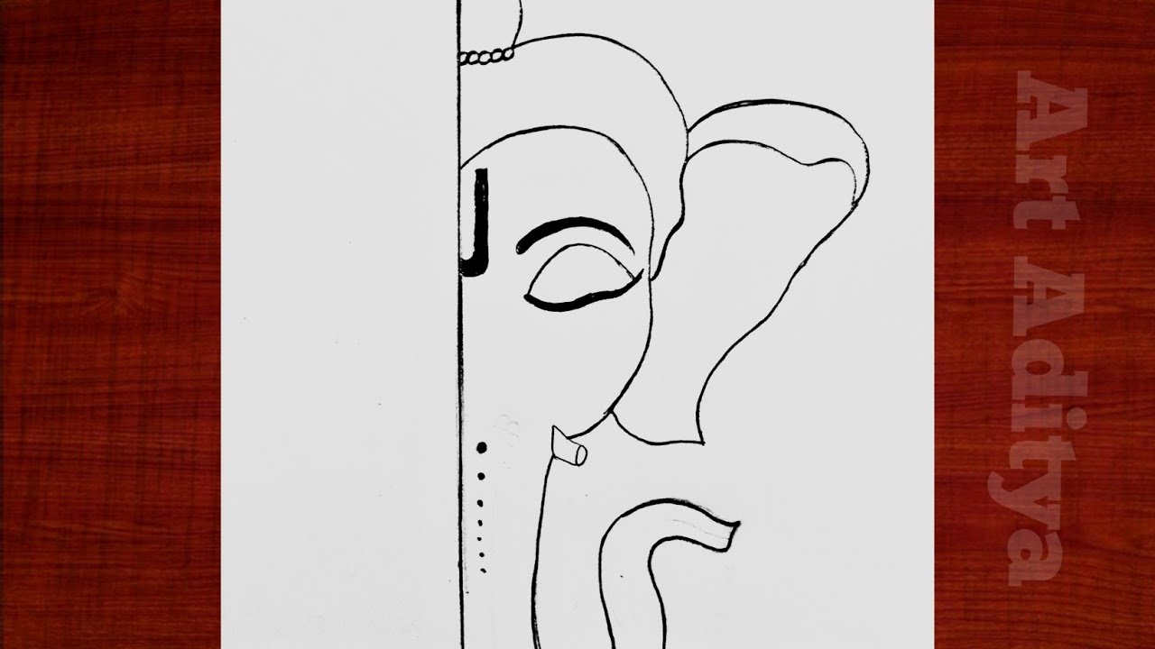 How to draw Ganesha Half face | Easy Ganesha Drawing| Ganpati Drawing ...