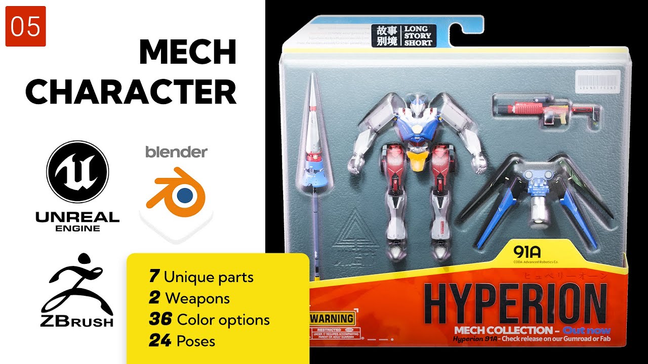 Customizable Mecha Character: Hyperion | Mech Collection | Blender ...