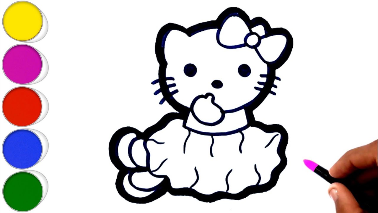 Learn Hello Kitty Drawing and Coloring for Kids Toddlers - How to Draw ...