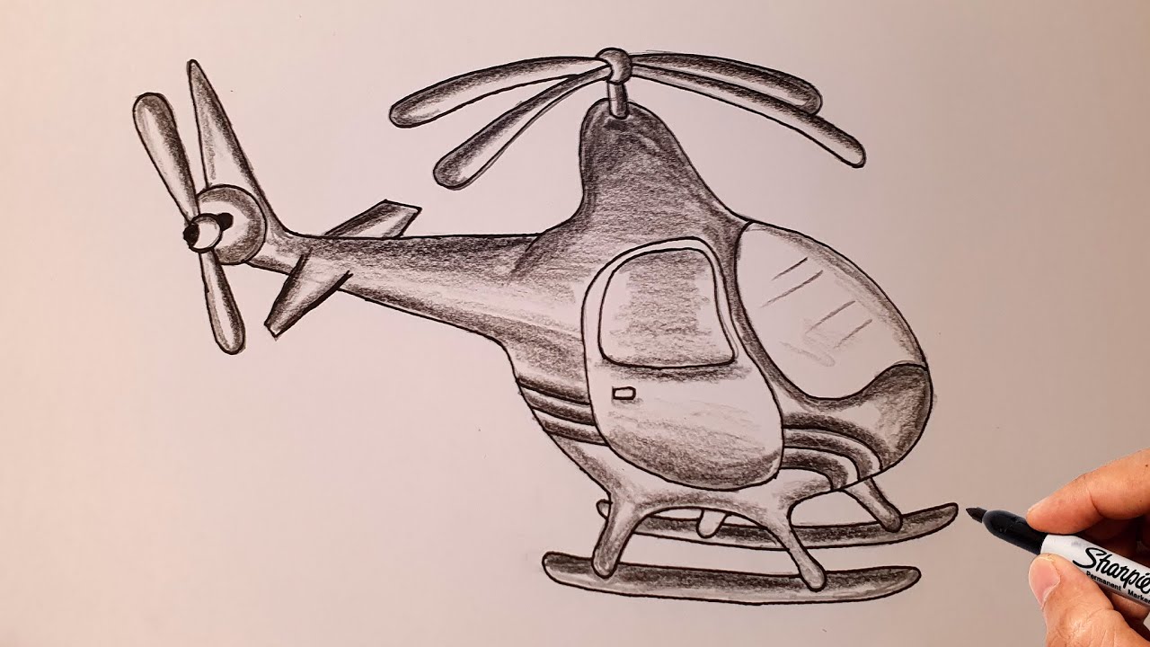 How To Draw A Helicopter Easy Step By Step - Helicopter Tutorial ...