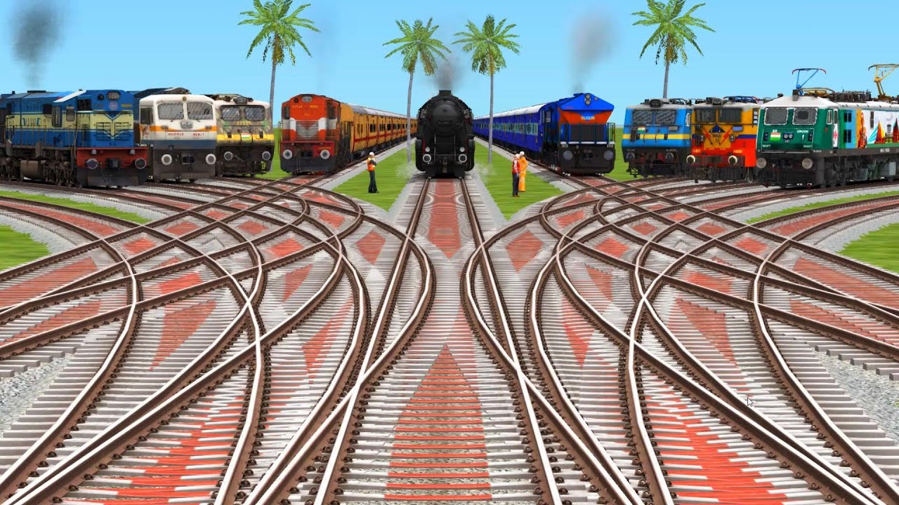 0122-Every Trains Crossing On Bumpy railroad tracks | back to back ...