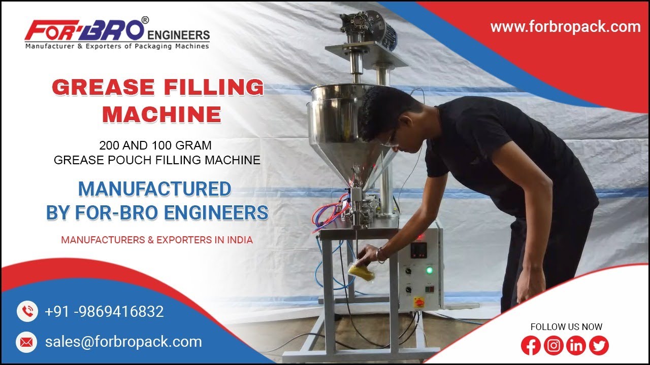 Grease Filling Machine | 200 and 100 Gram Grease Pouch Filling Machine ...