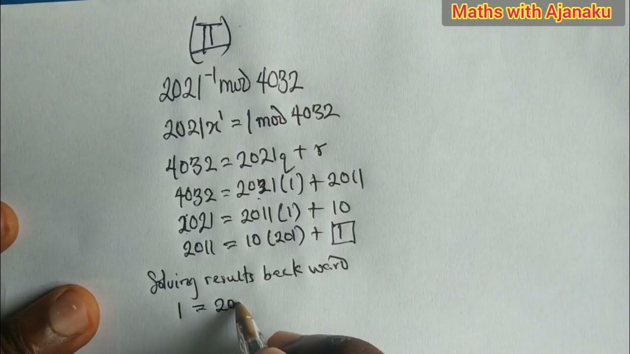 Inverse Modulo by Extended Euclidean Algorithm - YouTube
