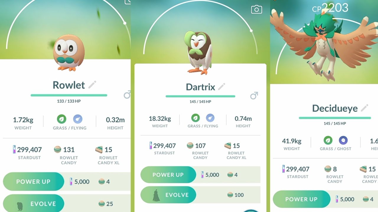 Gen 7 Rowlet Pokemon evolve dertrix evolving decidueye | shathish ...