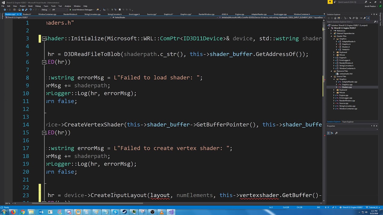 C Directx 11 Engine Tutorial 12 Organization Moving Inputlayout To Shader Class Youtube