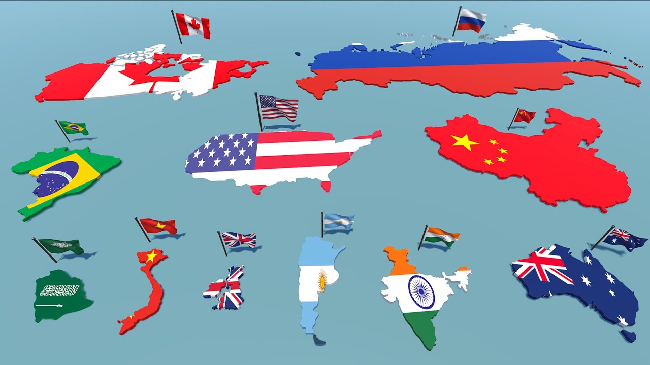 All Country in The World Size Comparison - 196 Countries 3D Animation ...