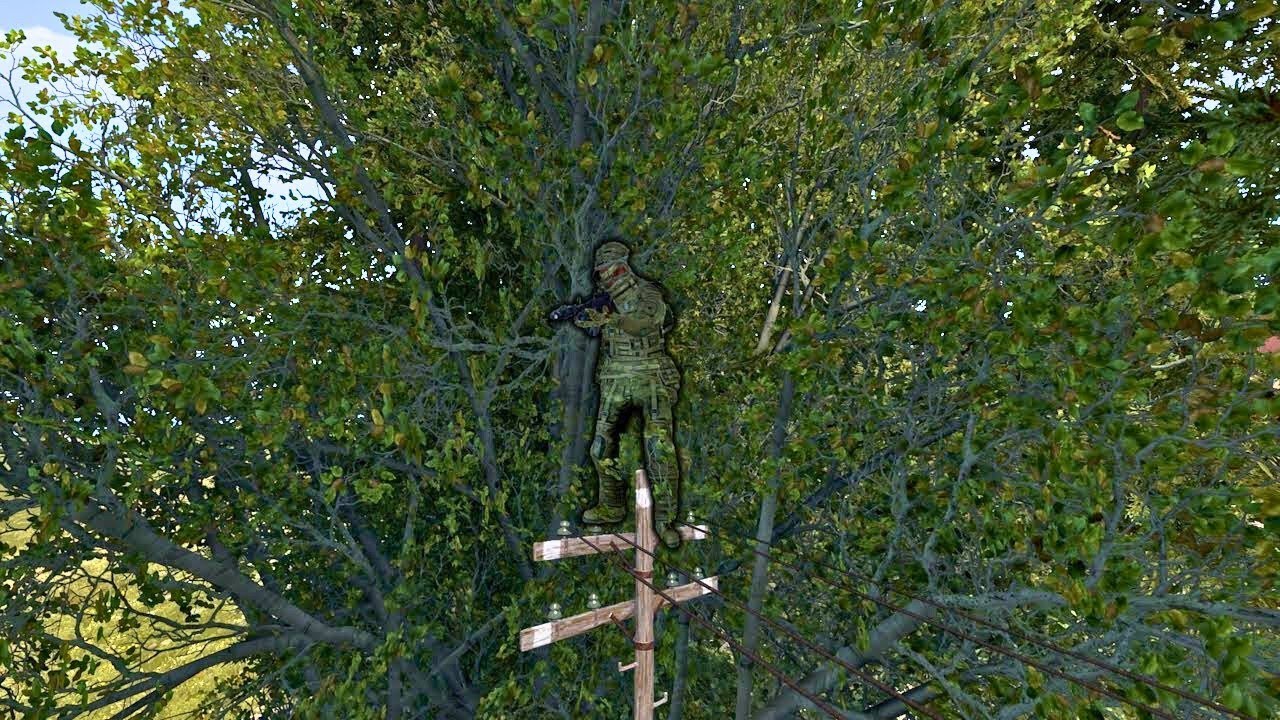 I abused camouflage on top of a powerline in Rust... - YouTube