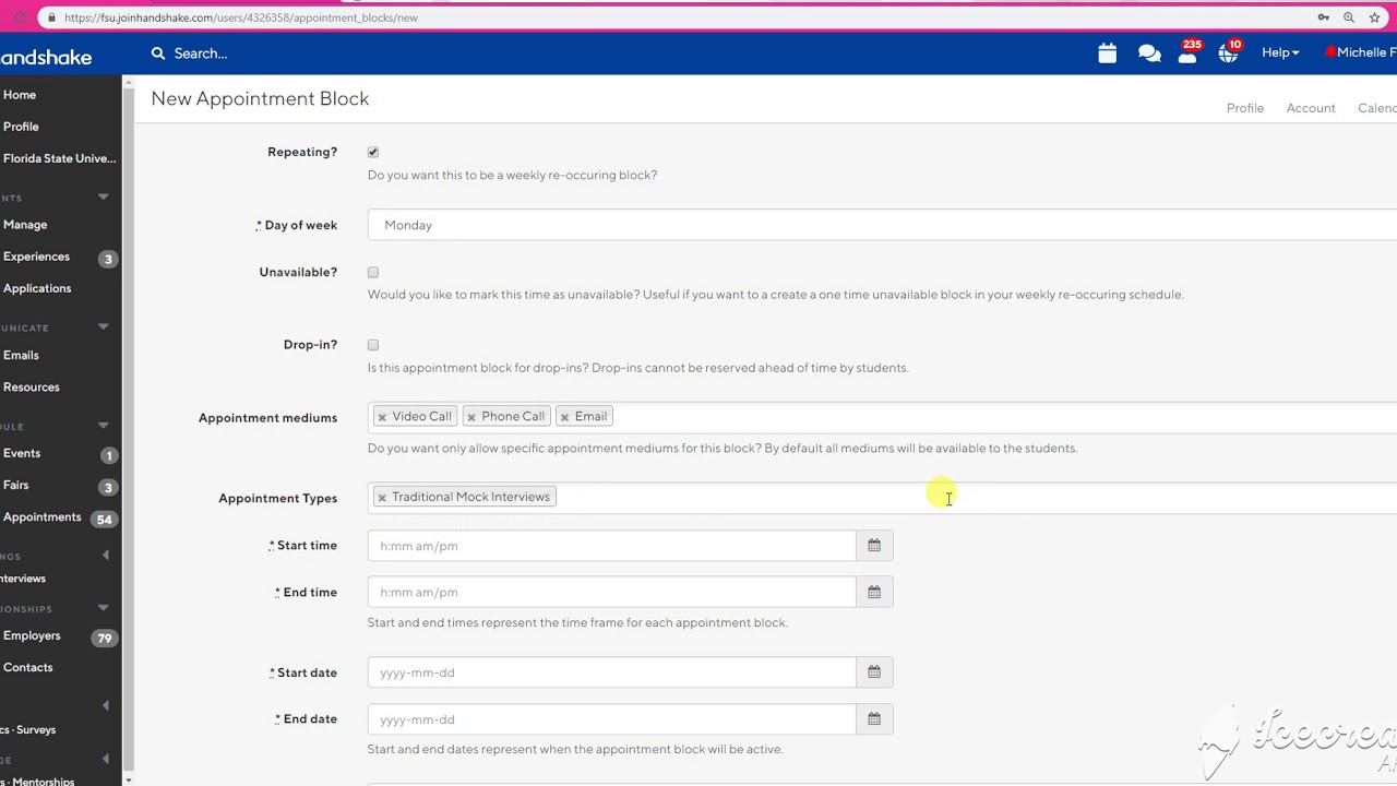 Adding a Repeating Appointment Block - YouTube