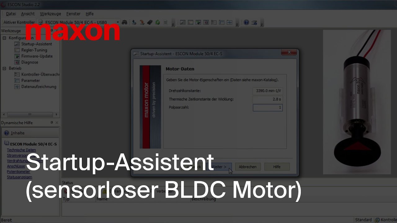 ESCON Studio - Startup-Assistent (sensorloser BLDC Motor) - YouTube
