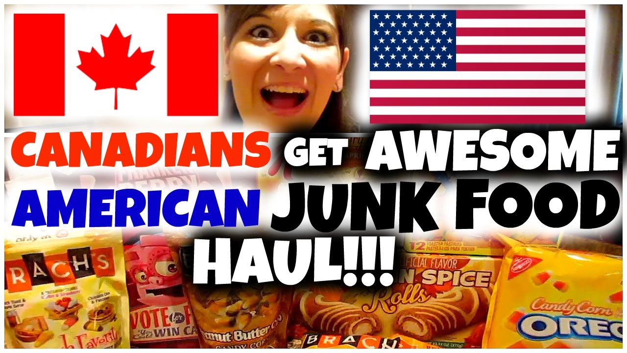 CANADIANS GET AWESOME AMERICAN JUNK FOOD HAUL!!! - YouTube