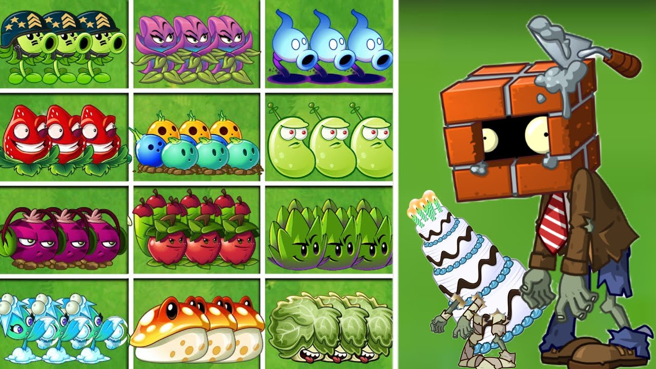 Pvz2 custom gameplay? 100 random plants max level Vs 50 zombie! - YouTube