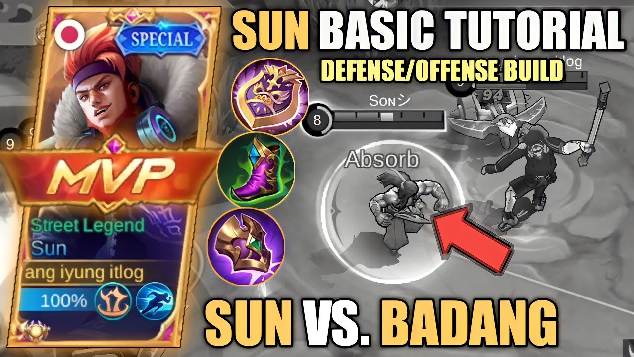 HOW TO PLAY SUN? | SUN BASIC TUTORIAL | SUN VS. BADANG - MLBB #sun # ...