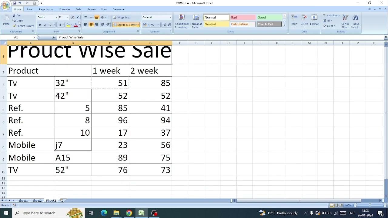 Merge cell function across, together, and then unmerge cells. When ...