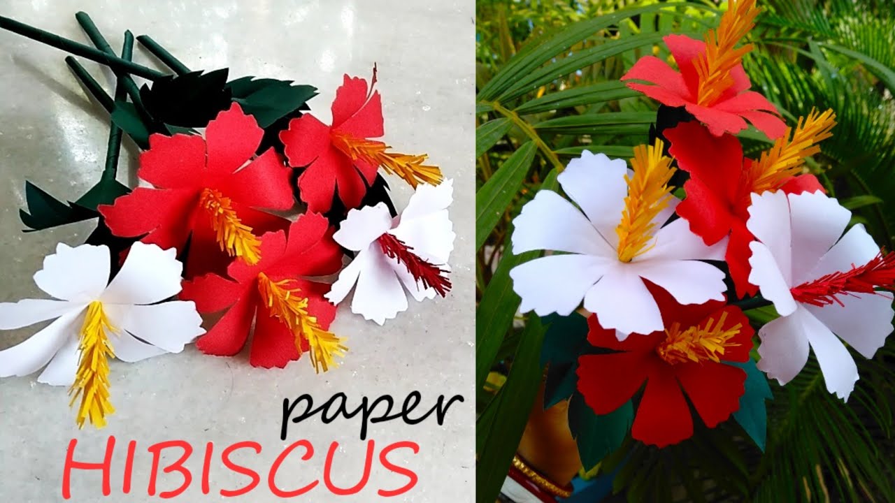 paper flowers//paper hibiscus//HIBISCUS - YouTube