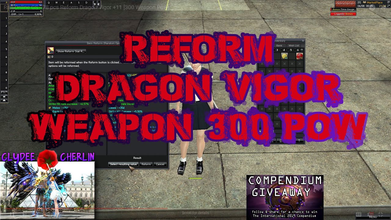 Ran Online GS - 78 pcs Reform Dragon Vigor +11 [300 Weapon Pow] - YouTube