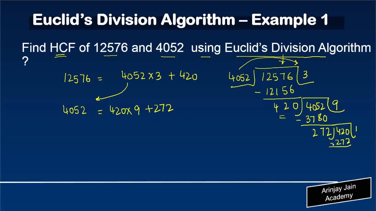 2 Euclid S Division Algorithm Example Youtube