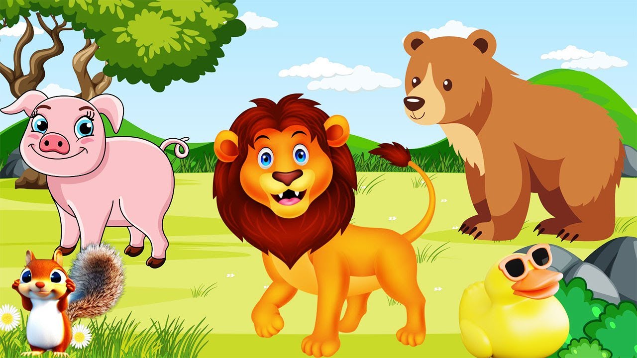 Cute Sound Animals: Lion, Bear, Pig, Chicken, Dog, Cat, Horse, Duck ...