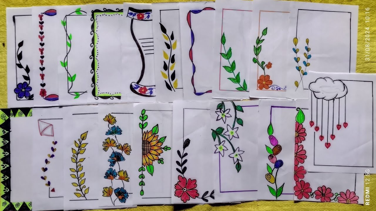 20 BEAUTIFUL BORDER DESIGNS/PROJECT WORK DESIGNS/A4 SHEET/FILE/FRONT ...