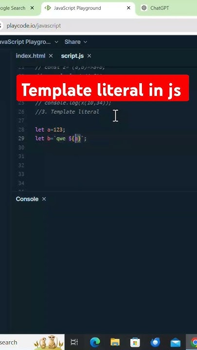 template literal in javascript #javascript #coding - YouTube