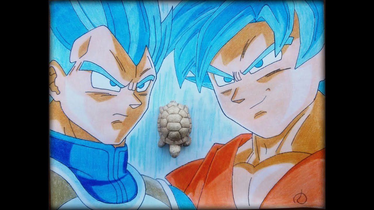 Dibujando a Gokú VS Vegeta SSJ dios azul/Drawing Gokú VS Vegeta ssj ...