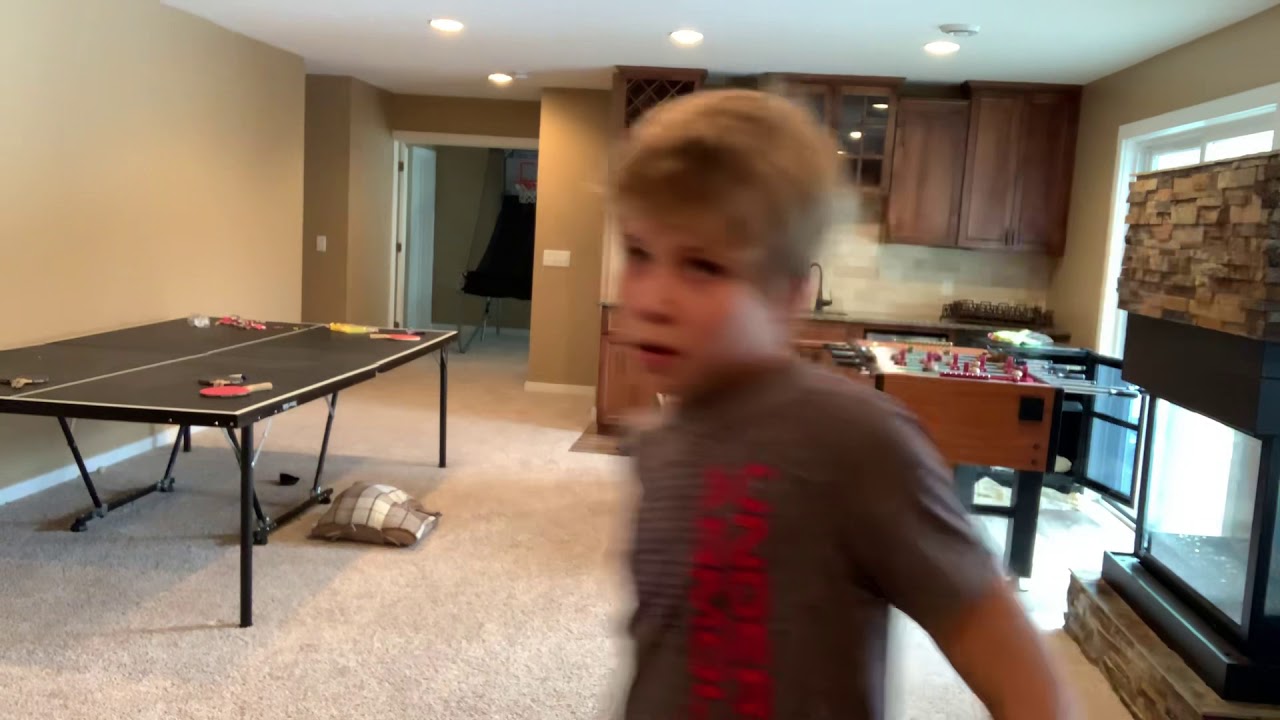Jackson v.s John ping pong baseball game 1 close game!! - YouTube