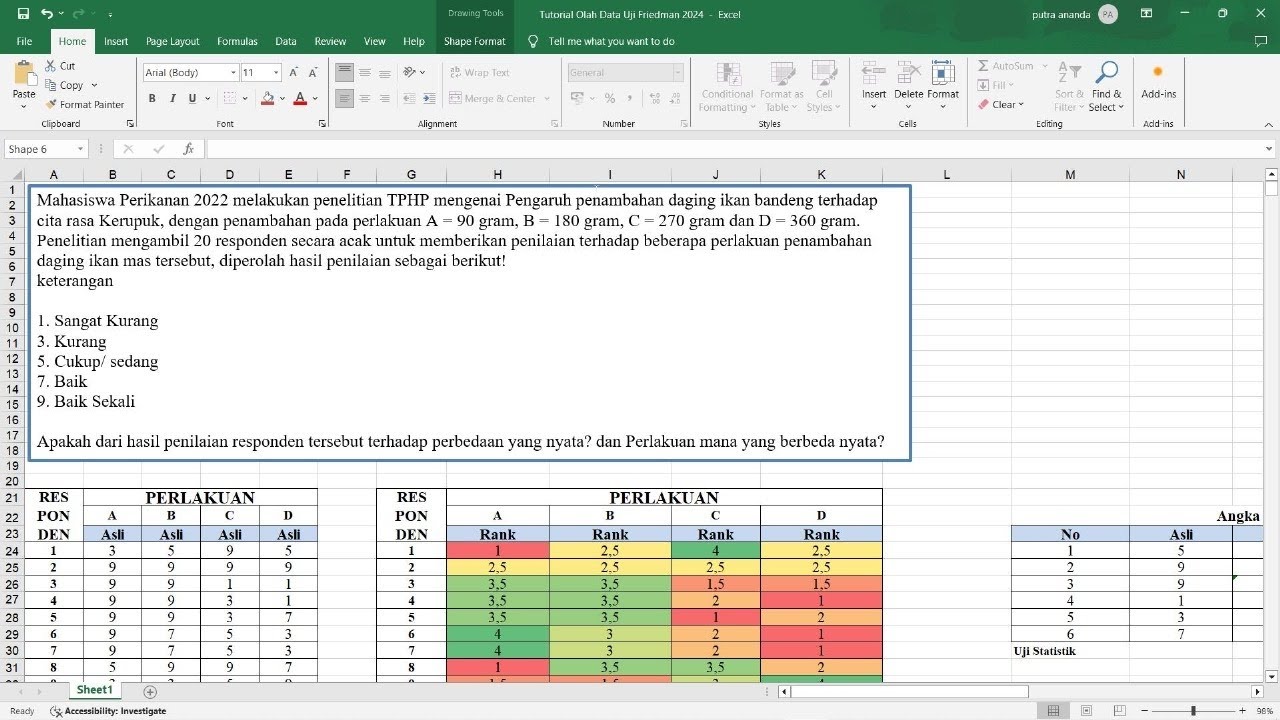 Tutorial Uji Friedman Dengan Excel - YouTube