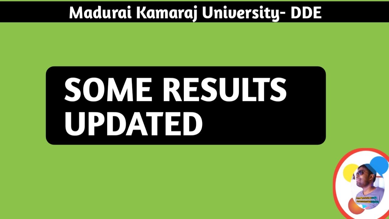 SOME RESULTS UPDATED | MKU DDE | KAVIARASAN - YouTube
