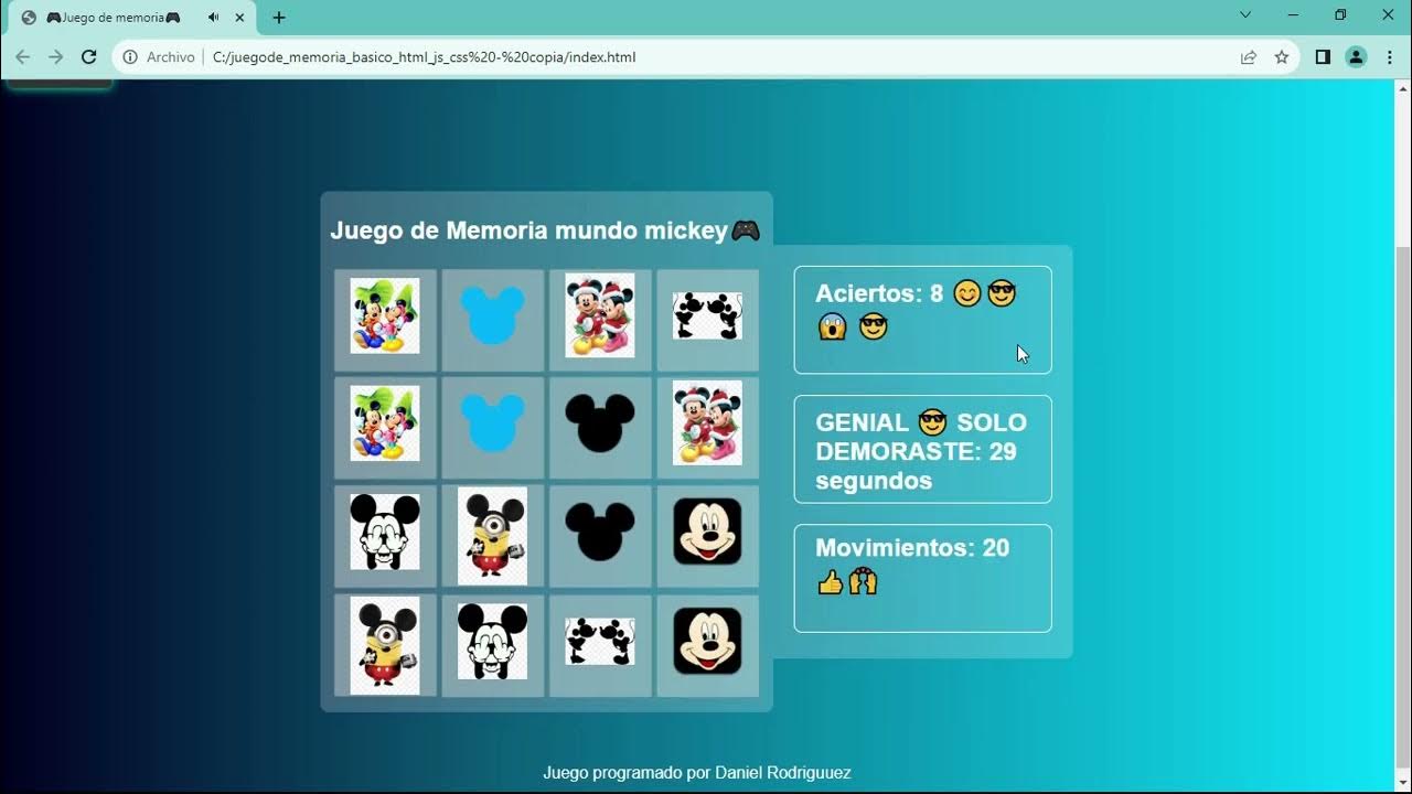 "🚀 APRENDE a CREAR un Divertido Juego de Memoria con Mickey Mouse en HTML, CSS y JavaScript ...