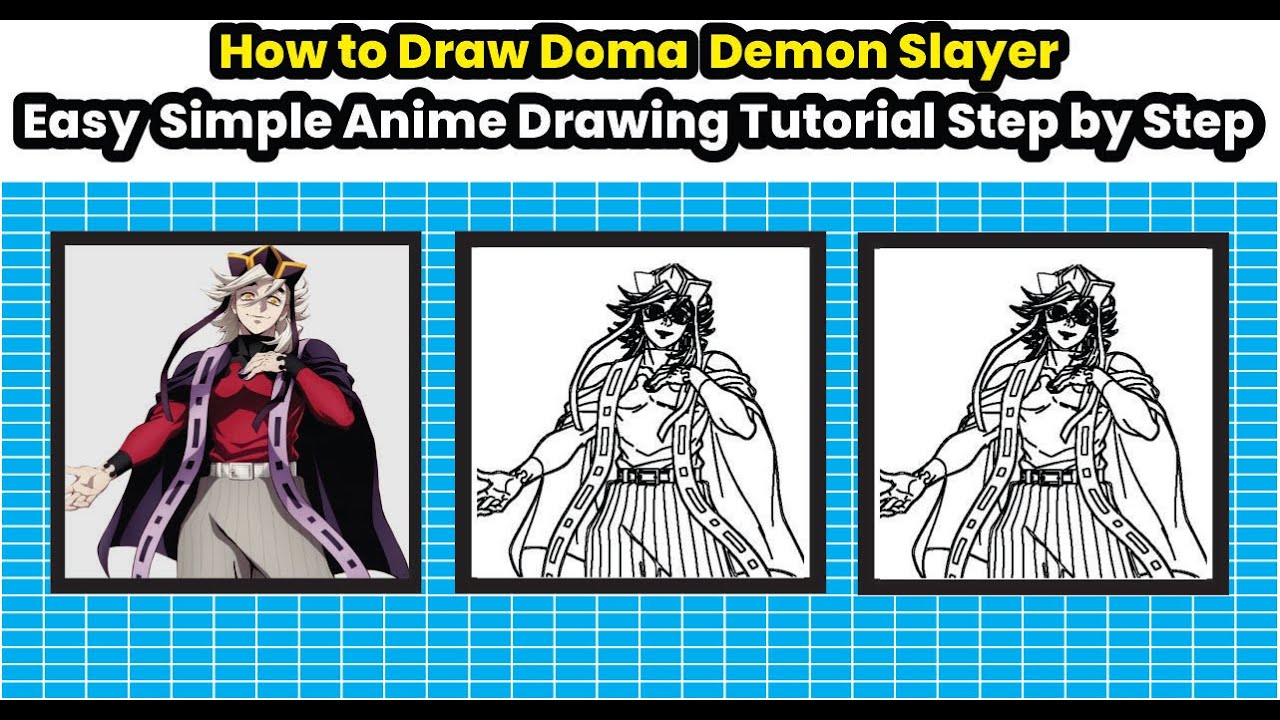 How to Draw Doma | Demon Slayer Simple Easy Anime Drawing Tutorial ...