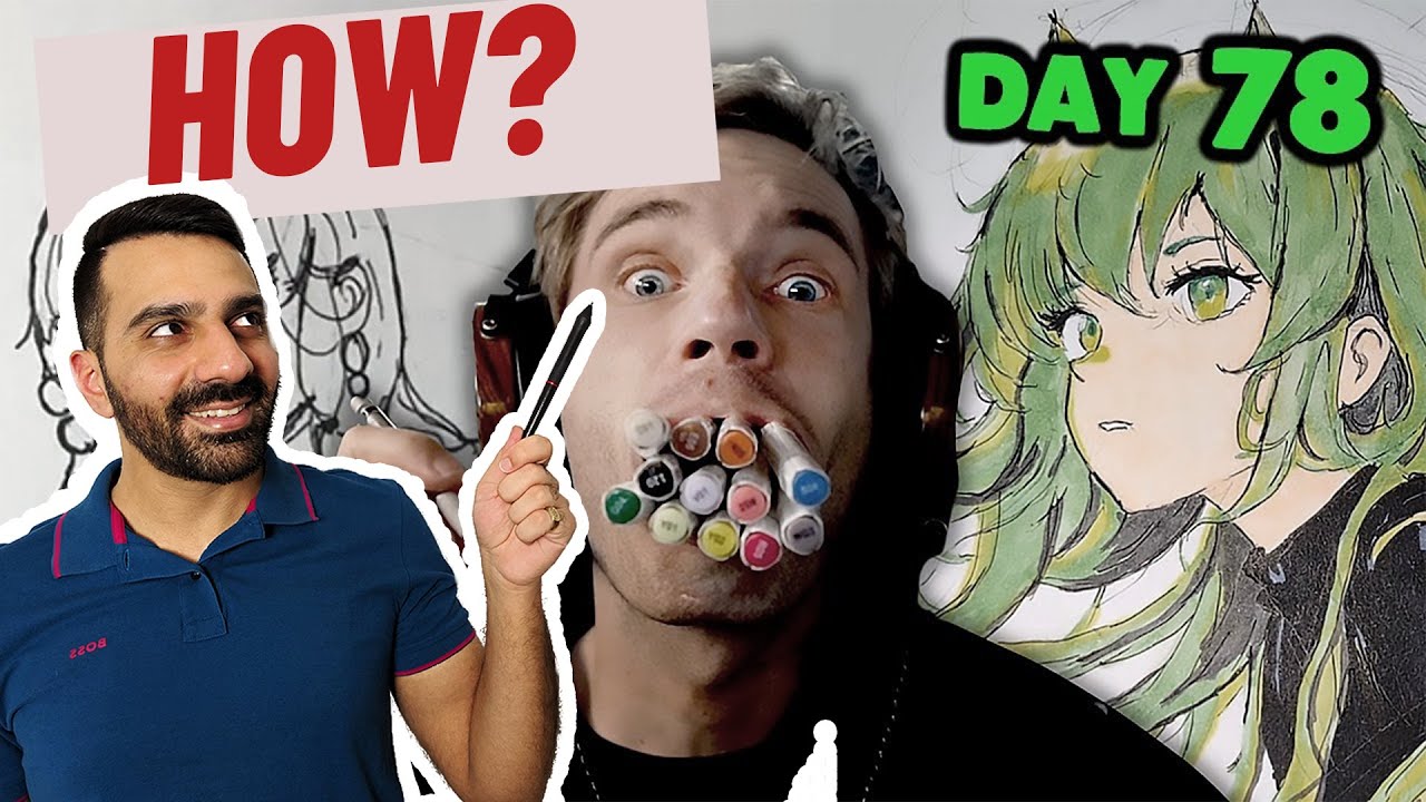 How did PewDiePie Become a GREAT ARTIST after 100 days of drawing - YouTube