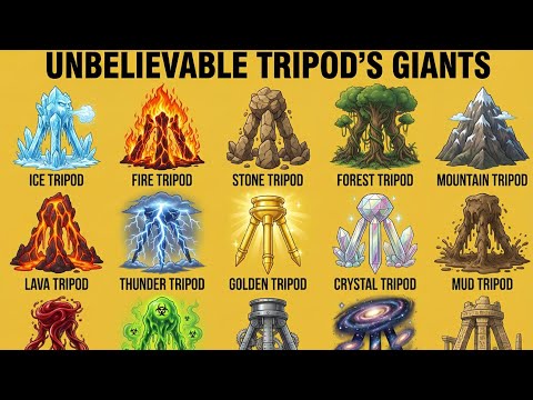 Giant Tripod Creatures Made of Fire, Ice, Lava & Cosmic Energy!