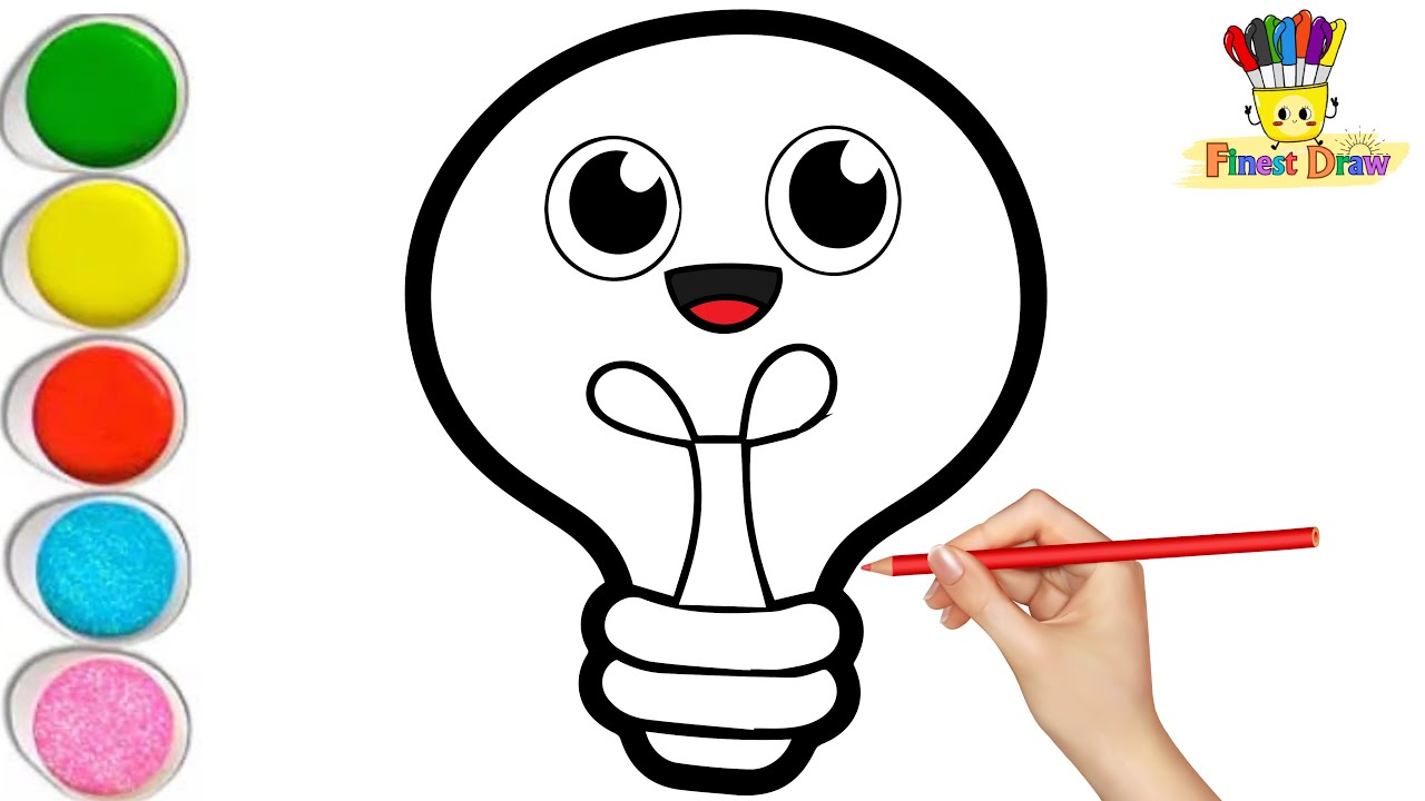 Light Bulb Drawing cute and easy | Learn Drawing, Painting & Coloring ...