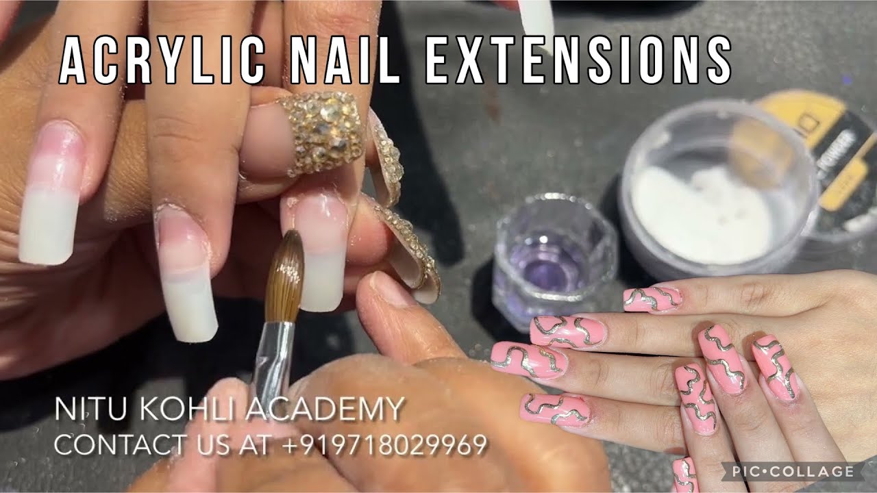 DIY Acrylic Nail Extensions | step by step | 3D chrome effect nails art ...