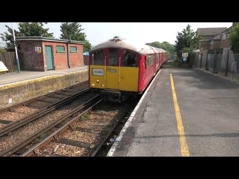 Train arriving at Sandown station on the Isle of Wight coming from the ...
