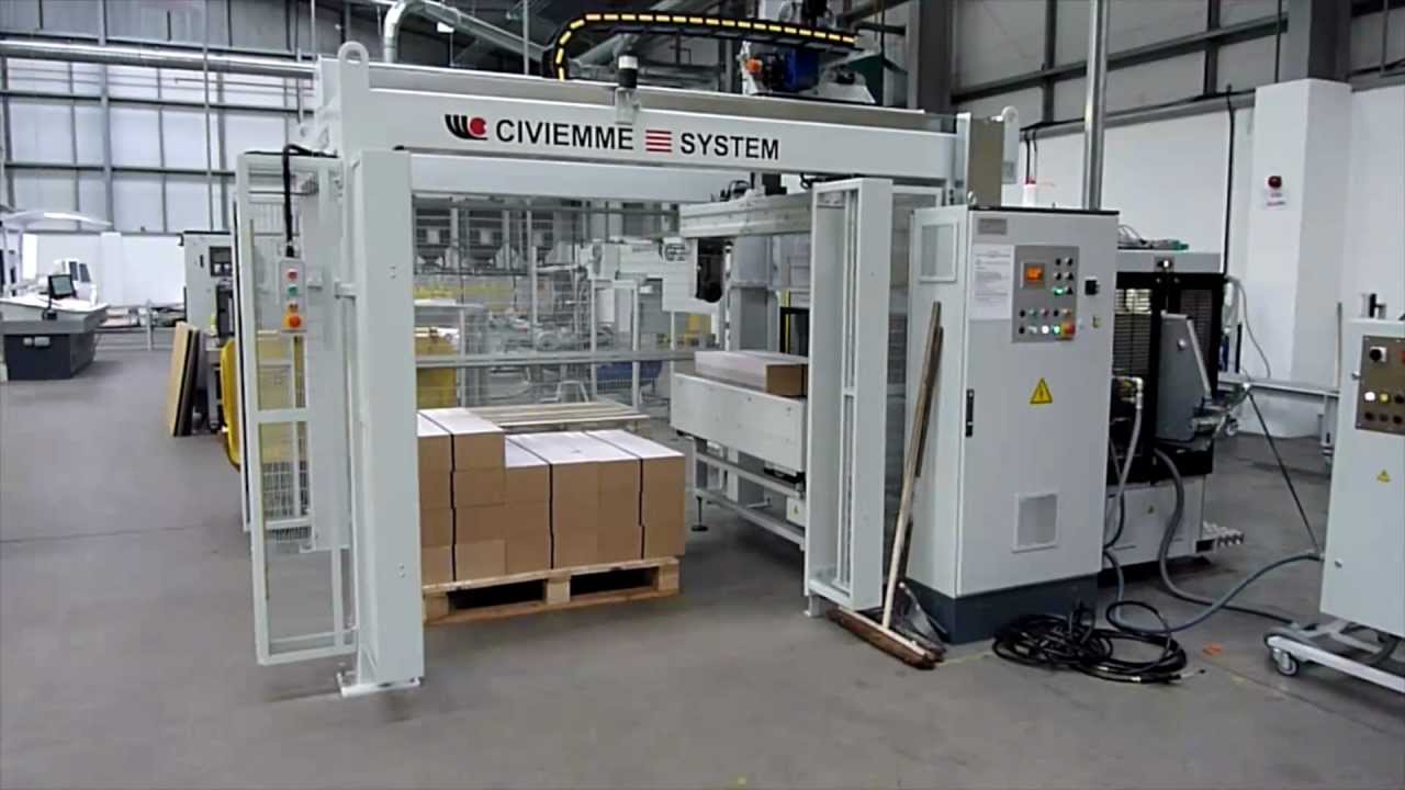 RIMA-SYSTEM Conveying, Trimming, and (Log) Stacking behind M600 press ...