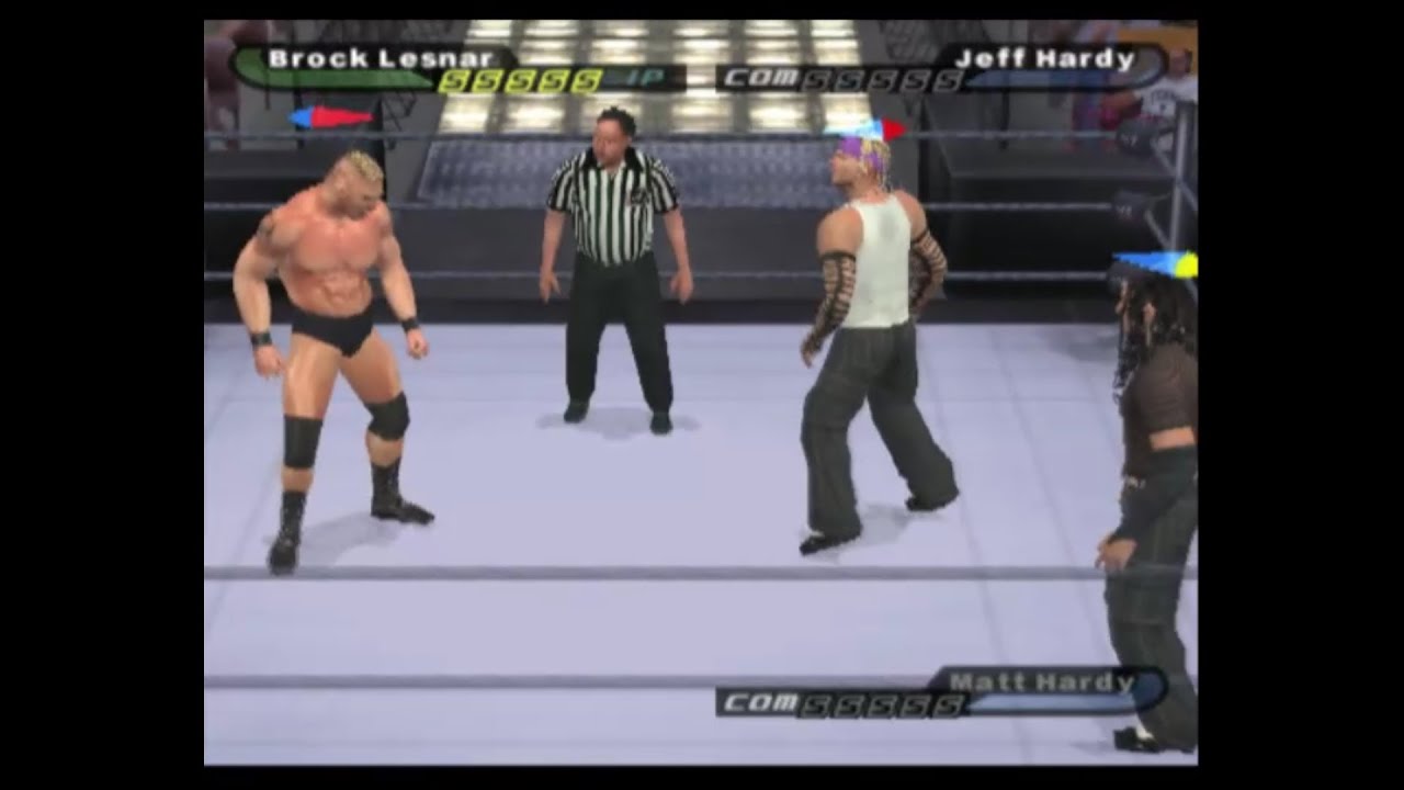 WWE Smackdown! Shut Your Mouth PS2 2002 Brock Lesnar Vs Hardy Boyz WWE ...