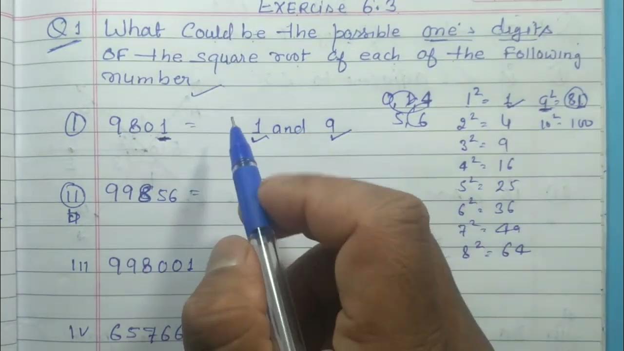 Class 8 - Exercise 6.3 - Q 1 | What could be the possible ones digits of the square root of each ...