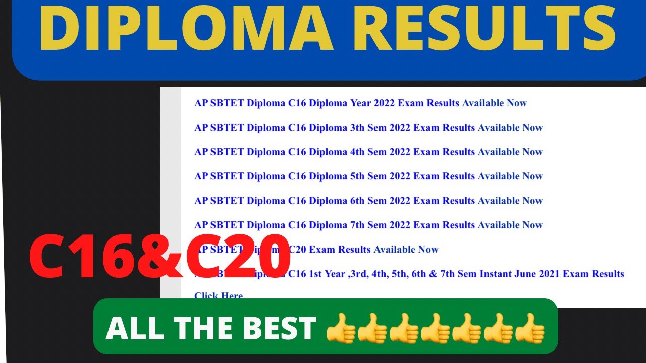 AP DIPLOMA C16 & C20 RESULTS 2022 Released| AP SBTET | CHECK NOW - YouTube