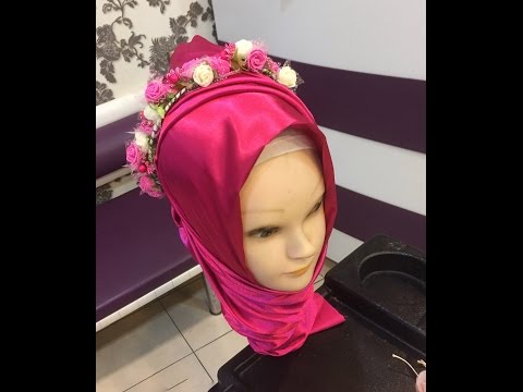 Çiçek Aksesuarlı  Şal  Modeli /  Yarım Çapraz türban modeli /hairdesign& makeup/By Belgin Uruk