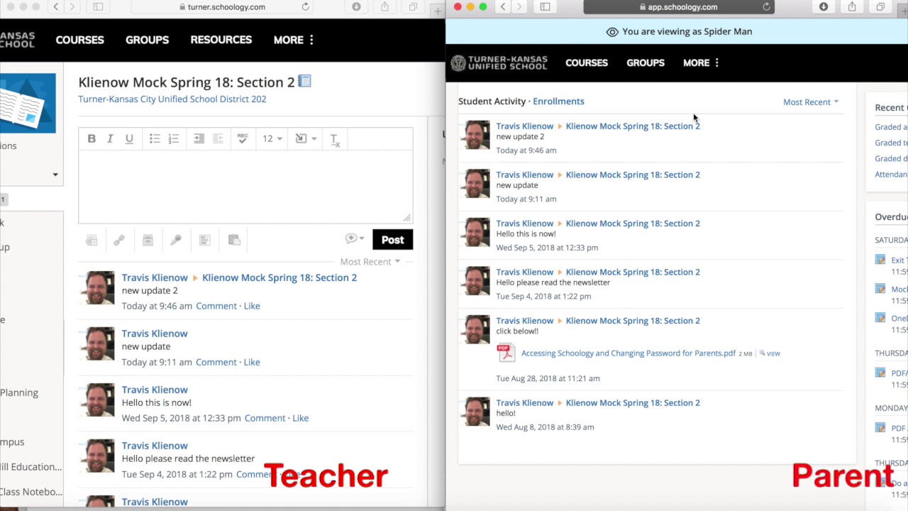 Posting Updates and Messaging Parents in Schoology - YouTube