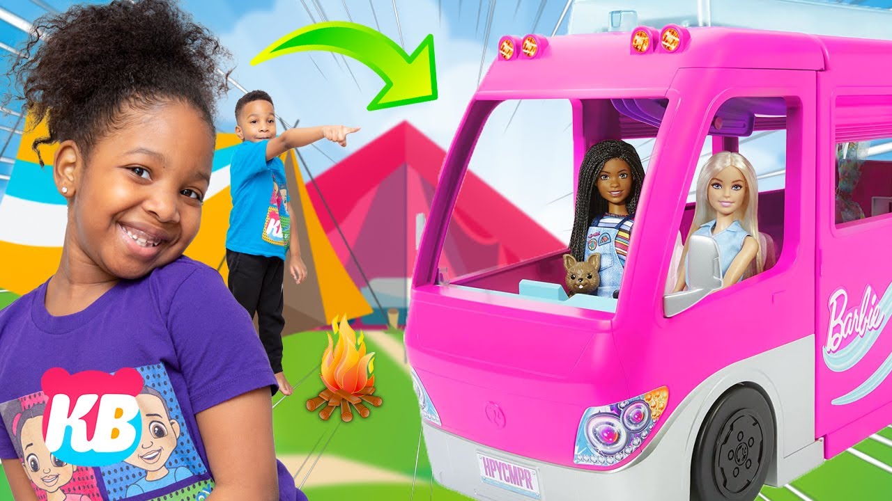 Kamdenboy & Kyraboo go CAMPING with Barbie - YouTube