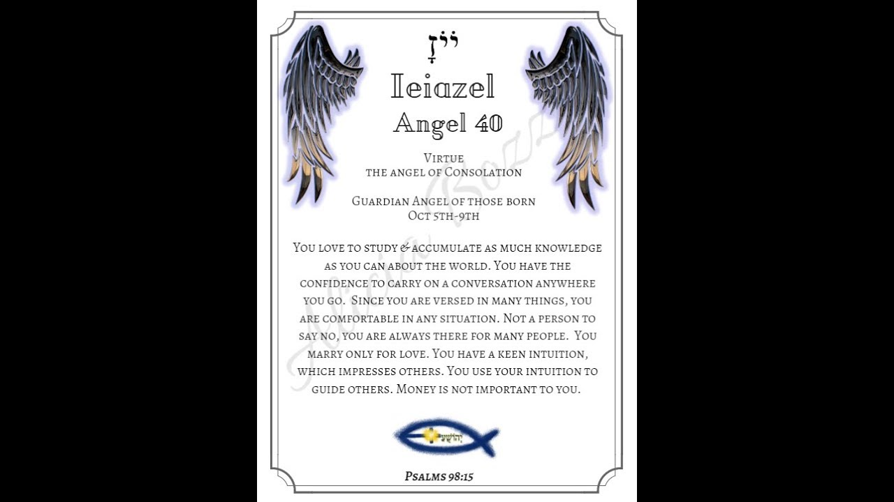 Here is the Guardian Angel of the Day! Ieiazel, the 40th name of God ...