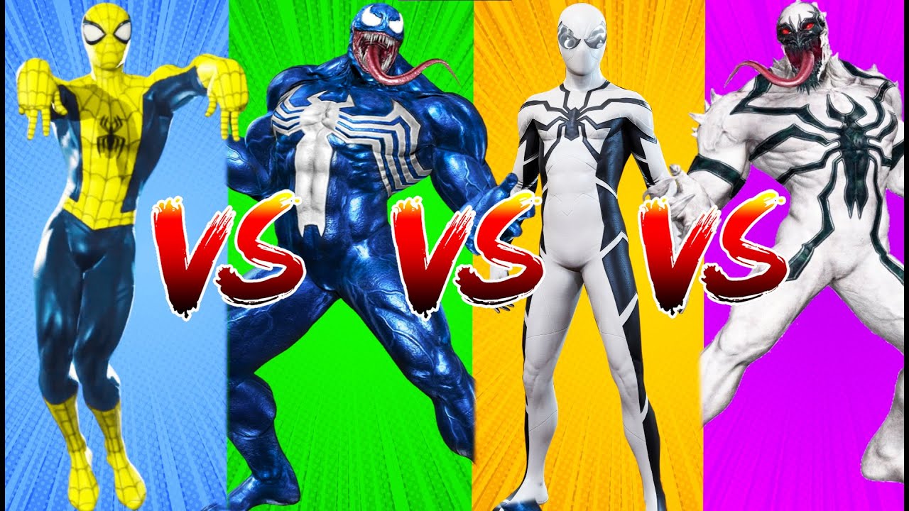 SUPERHEROES COLOR DANCE CHALLENGE Yellow Spider-Man vs Blue Venom vs ...