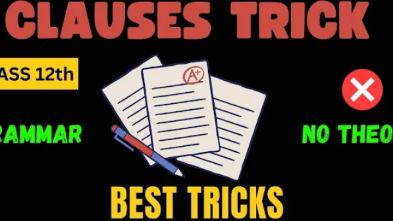 CLAUSES TRICK | RBSE BOARD | CLAUSES ENGLISH Grammar | class 12 | 12 ...