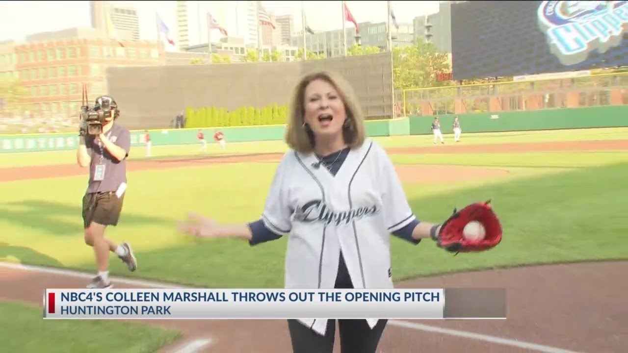 NBC4's Colleen Marshall throws out the first pitch at Columbus Clippers ...