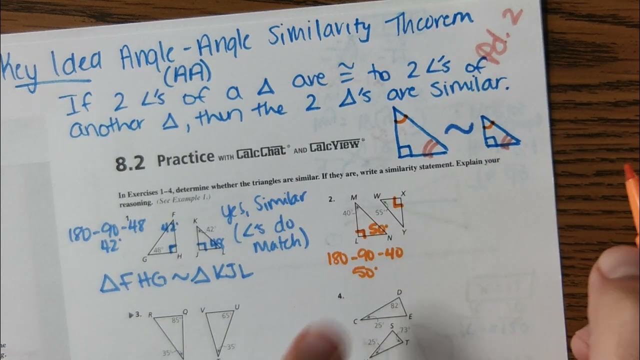 8.2 Practice Page 687| Proving Triangle Similarity by AA| Chapter 8 ...