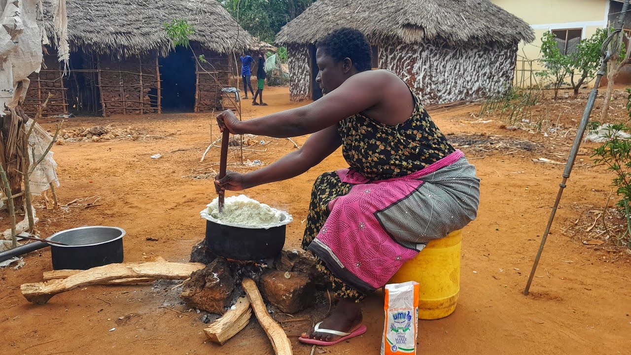 Cooking Delicious African Traditional Vegetables With Corn Flour for ...