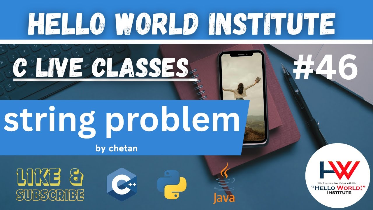 string problems in c language @helloworld_institute - YouTube